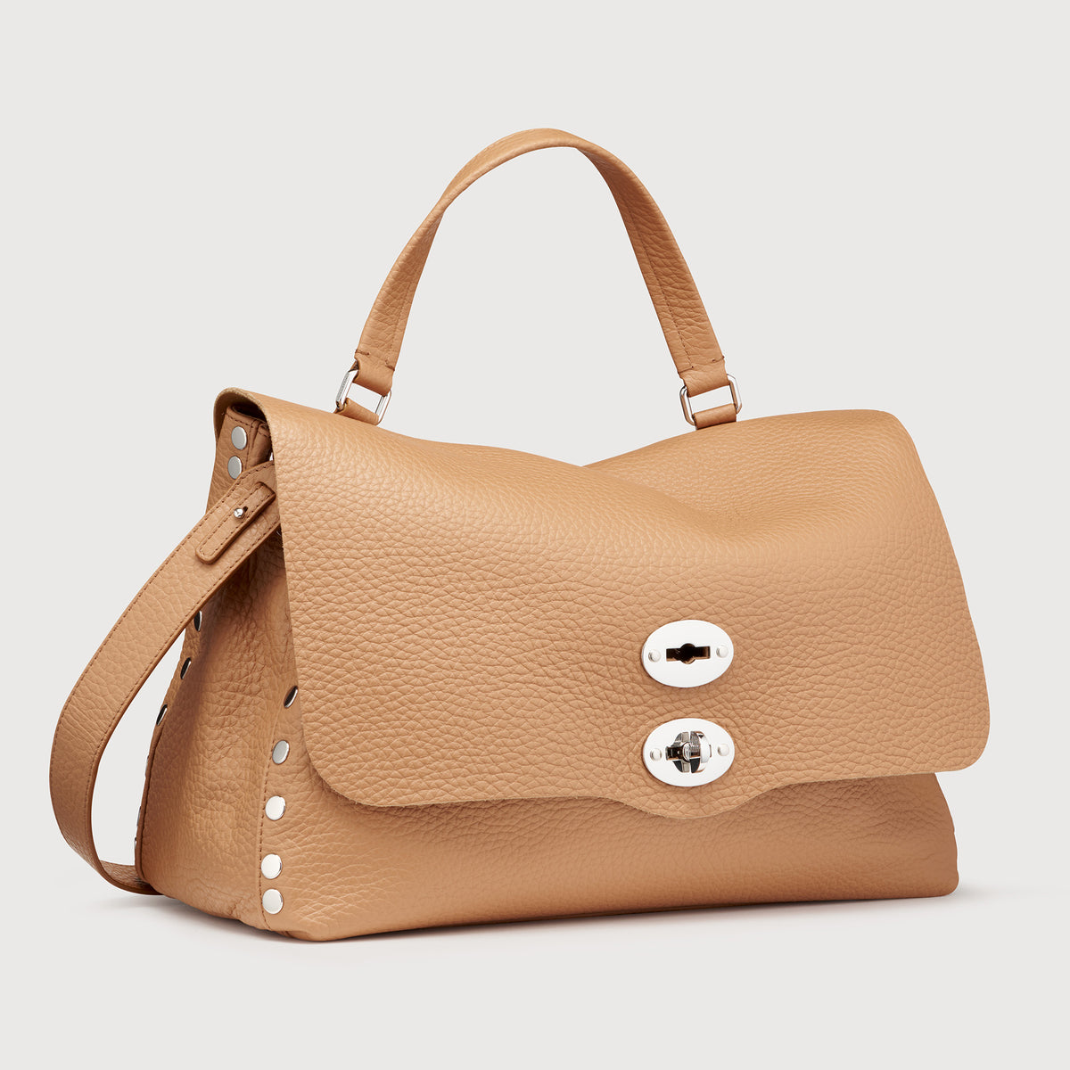 BORSA POSTINA® MEDIUM IN PELLE MARTELLATA BROWN AMARETTO | Zanellato