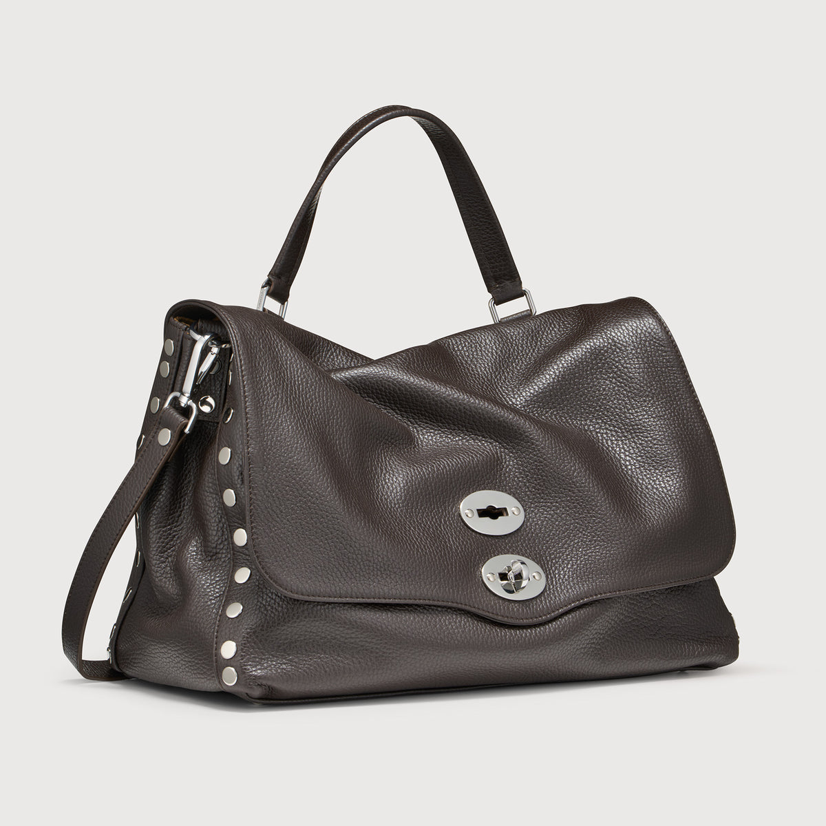 BORSA POSTINA® MEDIUM IN PELLE MARTELLATA BROWN DOLCE AMARO | Zanellato